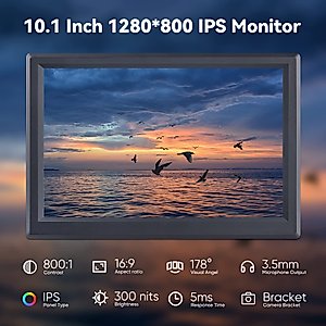 SunFounder 10.1'' Screen for Raspberry Pi Display IPS Monitor 10.1 inch Portable Laptop Monitor Resolution 1280×800 with Rear Housing Cooling Fan (This is not a Touch Screen Monitor)