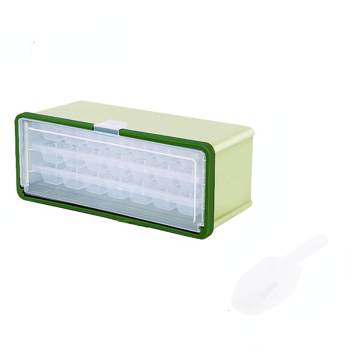 NA Household Refrigerator self-Made ice Lattice Summer Honeycomb ice Maker Double-Layer Silica Gel ice Mold ice Box Storage LightGreen:thirdfloor
