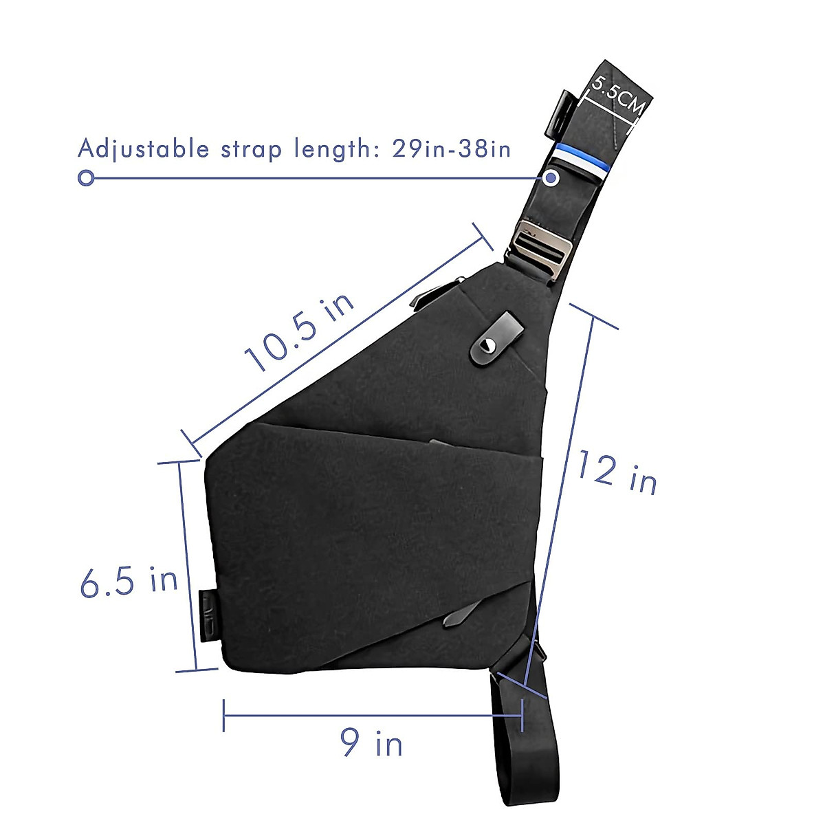 NIID-FINO NEO Sling Shoulder Crossbody Bag Chest Bag Slim Backpack Multipurpose Daypack (Meteorite black, Right Hand)