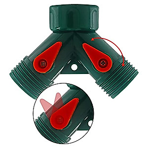 Rierdge 6 Pcs 2 Way Hose Adapter Y Valve Garden Hose Connector Non Rust Spigot Faucet Adapter, 3/4 Garden Hose Y Connectors Plastic Hose Splitter with Faucet Watering Shut Off Valves (Green)