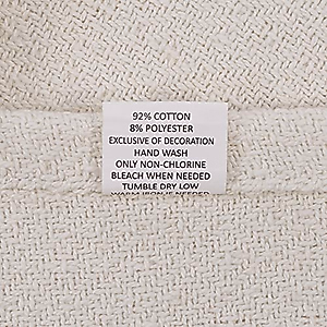 Mud Pie Woven Tassel White Throw Blanket, 50" x 61"