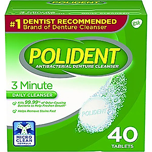 Polident 3 Minute Denture Cleanser Tablets, 40 Count, Pack of 2