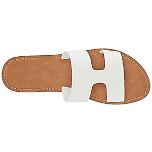 Amazon Essentials Women's Flat Banded Sandal, White, 9