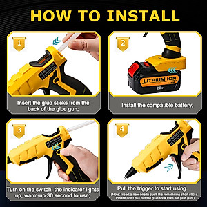Cordless Hot Glue Gun for Dewalt, Suitable for Dewalt 18V/20V Max Lithium-ion Battery, 30s Quick Preheat Hot Melt Glue Gun with 30 Pcs Glue Sticks(7 * 150mm) for Arts/Crafts/Diy/Repairs(Tool Only)