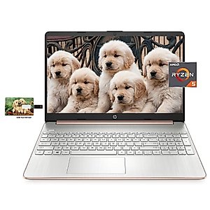 HP 15.6 inch HD Micro-Edge Business Laptop, AMD Ryzen 5 3500U, Windows 10 Pro, 12GB RAM, 256GB SSD, Wi-Fi, Bluetooth, Webcam, HDMI, SD Reader, | 32GB Tela USB Card, Rose Gold