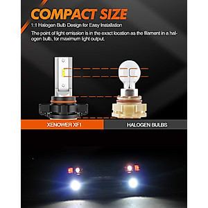 SEALIGHT 2504 PSX24W LED Fog Light Bulbs, 5000 Lumens 11W High Power 6000K Xenon White 300% Brightness, DRL Bulbs Replacement For Cars,Trucks(Pack of 2)