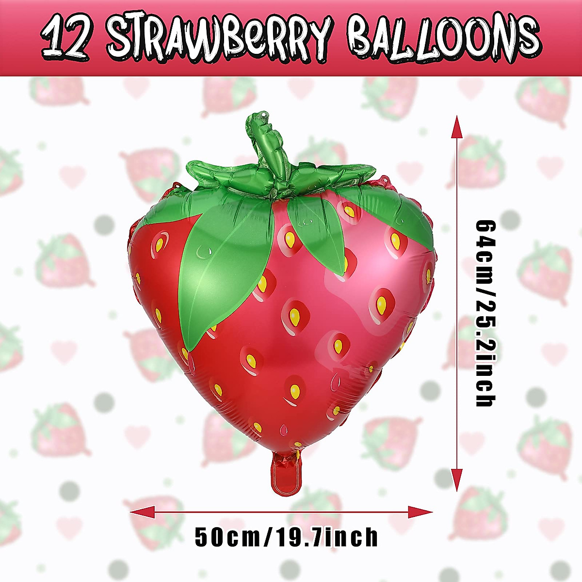 Tatuo 12 Pieces Spring Day Theme Party Balloon Aluminum Foil Balloon for Wedding Birthday Baby Shower Party Decorations Supplies (Strawberry)