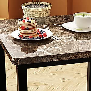 AWQM 3-Piece Dining Table and Chairs for Apartment, Bar Set with 1 Square Table and 2 Round Stools, Kitchen Table Set for 2, Breakfast Table with Footrest for Restaurant, Dinette, Studio (Dark Brown)