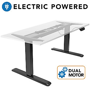 Mount-It! Dual Motor Electric Standing Desk Frame [Heavy Duty 275 lbs Capacity] Ergonomic, Adjustable Height, Sit Stand Base with Programmable Control Panel, Collision Sensor (Black)