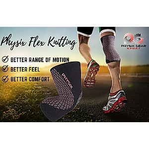 PHYSIX GEAR Knee Support Brace - Premium Recovery & Compression Sleeve for Meniscus Tear, ACL, MCL Running & Arthritis - Best Neoprene Stabilizer Wrap for Crossfit, Squats & Workouts (Single Pink L)