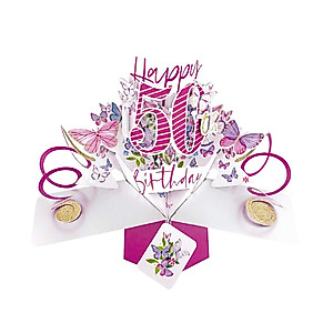 Happy 50th Birthday Pop-Up Greeting Card Original Second Nature 3D Pop Up Cards
