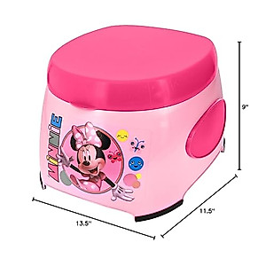 Disney's Minnie Mouse Made You Smile 3-in-1 Potty Training System for Toilet Training Kids, Multi-Stage Potty Training - Floor Potty, Detachable Potty Ring, Step Stool|Toilet Seat for Kids&Toddlers