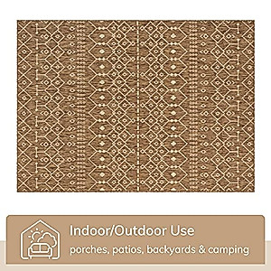 Well Woven Medusa Nord Moroccan Tribal Indoor/Outdoor Brown Flatweave 5'3" x 7'3" Area Rug