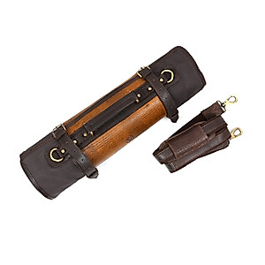 Leather Canvas Knife Roll Storage Bag Expandable 10 Pockets Detachable Shoulder Strap Travel-Friendly Chef Knife Case Roll By Aaron Leather Goods (Nelson, Canvas Leather)