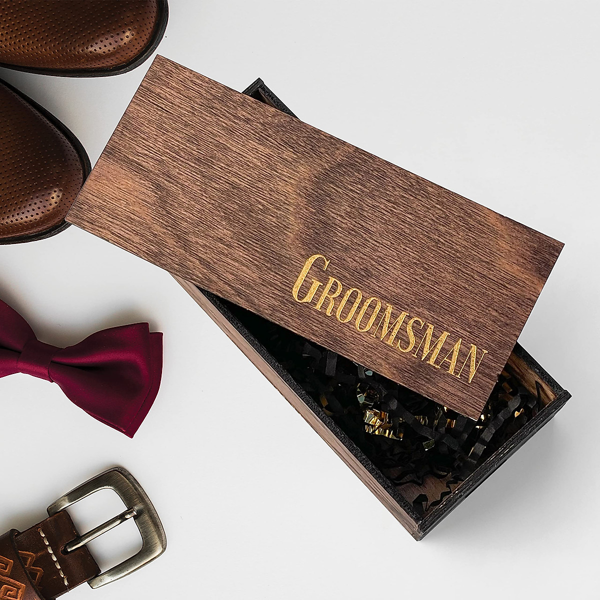 Personalized Gift Co Engraved Gift Box for Gift Wedding Party & Anniversary (Groomsman),Gold