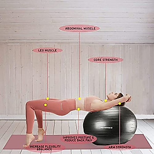 NEUMEE Exercise Ball Chair with Resistance Bands, Yoga Ball Office Chair with Stability Base for Home Gym, Workout Ball for Fitness, Large Size 65 cm (Teal)