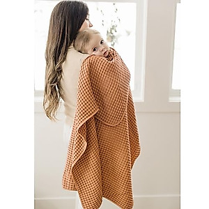 Konssy Waffle Baby Blankets, Nursery Blankets for Boys Girls, Swaddle Blankets Neutral Soft Lightweight Toddler and Kids Throw Blankets(Brown)