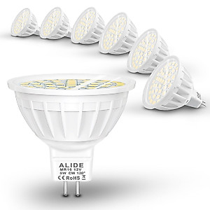 ALIDE MR16 Led Bulbs 5W,50W Halogen Equivalent,Wide Angle 120 Degree,GU5.3 Bi-Pin 5000K Daylight White,12V MR16 LED for Overhead Tracking Flood Recessed Accent Ceiling Landscape Lighting, 6 Pack