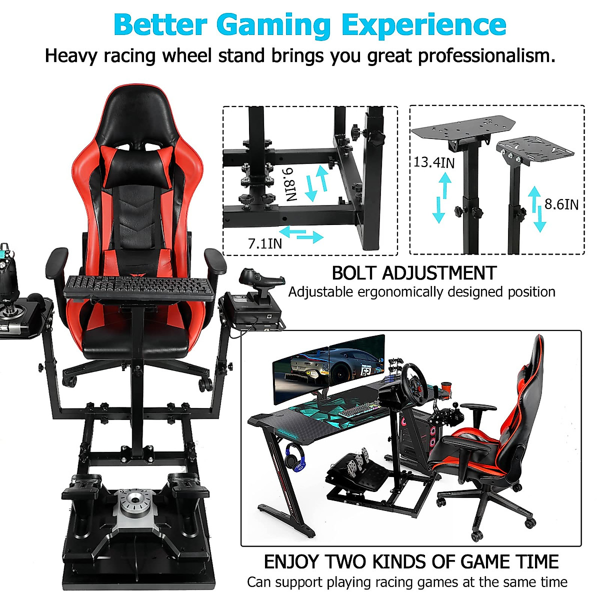 Anman Flight Racing simulator cockpit Wheel Stand Dual-Purpose Fit for Logitech Shifter Joystick Pedals,Thrustmaster/Hotas Warthog, Only Include Flight Joystick Mount Three Sizes Shift Lever Panels