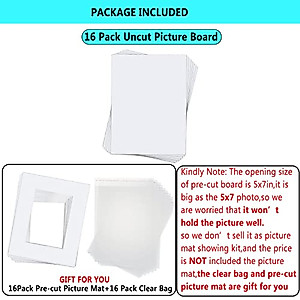 16 Pack 8x10 Picture Backing Board,JIEJIEGS Uncut White Mats Matboards for Photos, Frame, Artwork, Print,Picture,4-PLY,Acid-Free(16PCS,8X10in)