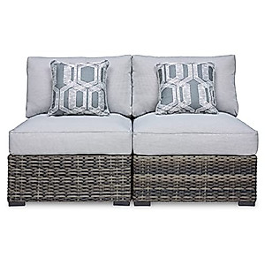 Signature Design by Ashley Harbor Court Outdoor Armless Chair with Cushion, 2 Count, Gray
