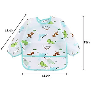 PandaEar 3 Pack Long Sleeve Bibs| Waterproof Full Bib with Sleeves for Babies Infant Toddler 6-24 Months| Mess Proof Baby Smock for Eating| Baby Apron for Feeding