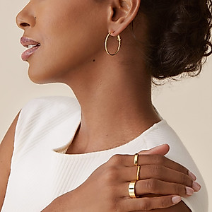 PAVOI 14K Gold Plated Sterling Silver Post Hoops | Large Hoops Earring | Lightwight Gold Hoop Earrings for Women (Yellow Gold,30mm)