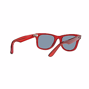 Ray-Ban RB2140 Original Wayfarer Colorblock Square Sunglasses, Transparent Red/Blue, 50 mm