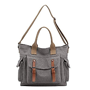 Womens Crossbody Handbags Canvas Shoulder Purse Daily Shopper Satchel Work Bag Travel Purse Top Handle Tote Bag Grey