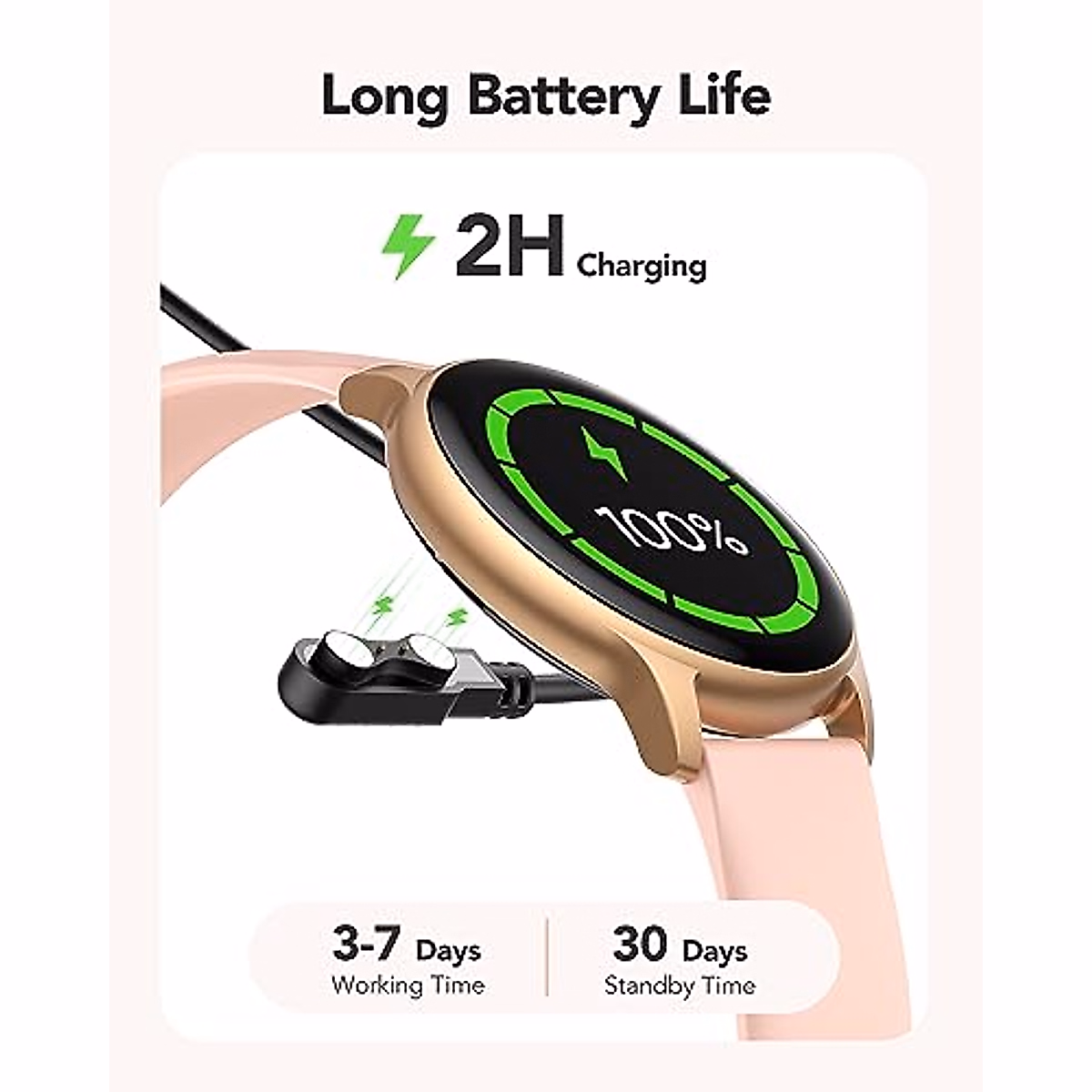 AGPTEK Smart Watch for Women(Answer/Make Calls) - Smartwatch for Android iOS Phones with Heart Rate Sleep Monitor Step Counter, Fitness Tracker Watch with 100+ Sports Modes, Pink