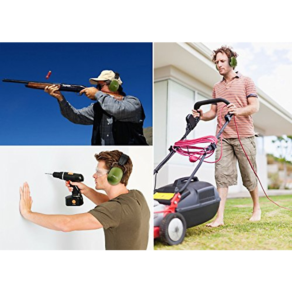 FRiEQ 37 dB NRR Sound Technology Safety Ear Muffs with LRPu Foam for Shooting, Music & Yard Work, Green