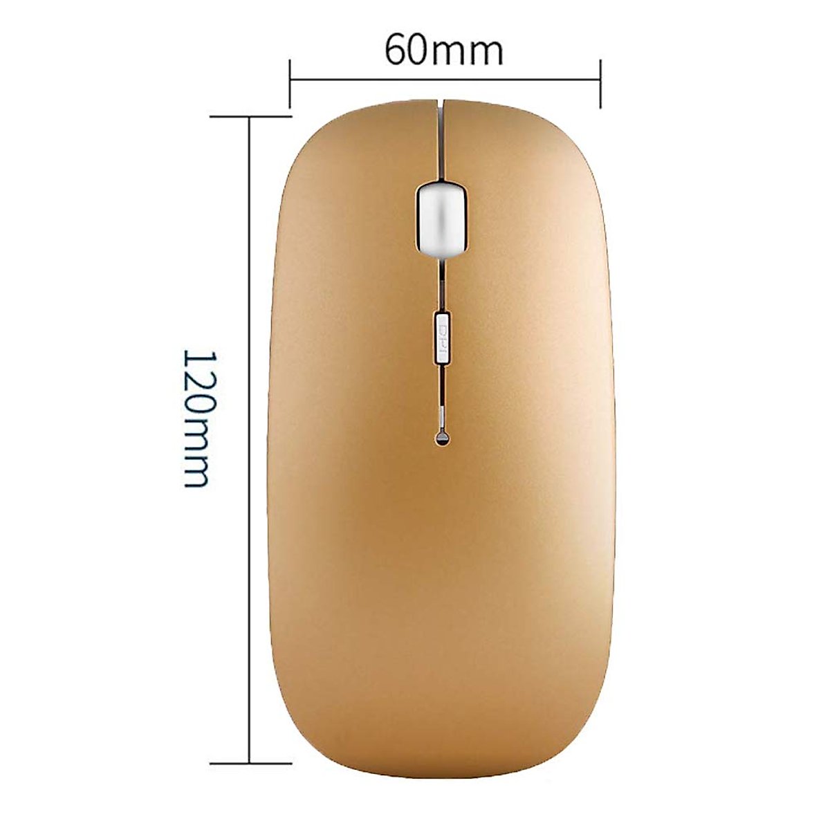 Bluetooth Wireless Mouse, Dual Mode Slim Rechargeable Wireless Mouse Silent Cordless Mouse with Bluetooth 4.0 and 2.4G Wireless, Compatible with Laptop, PC, Windows Mac Android OS Tablet (Gold)