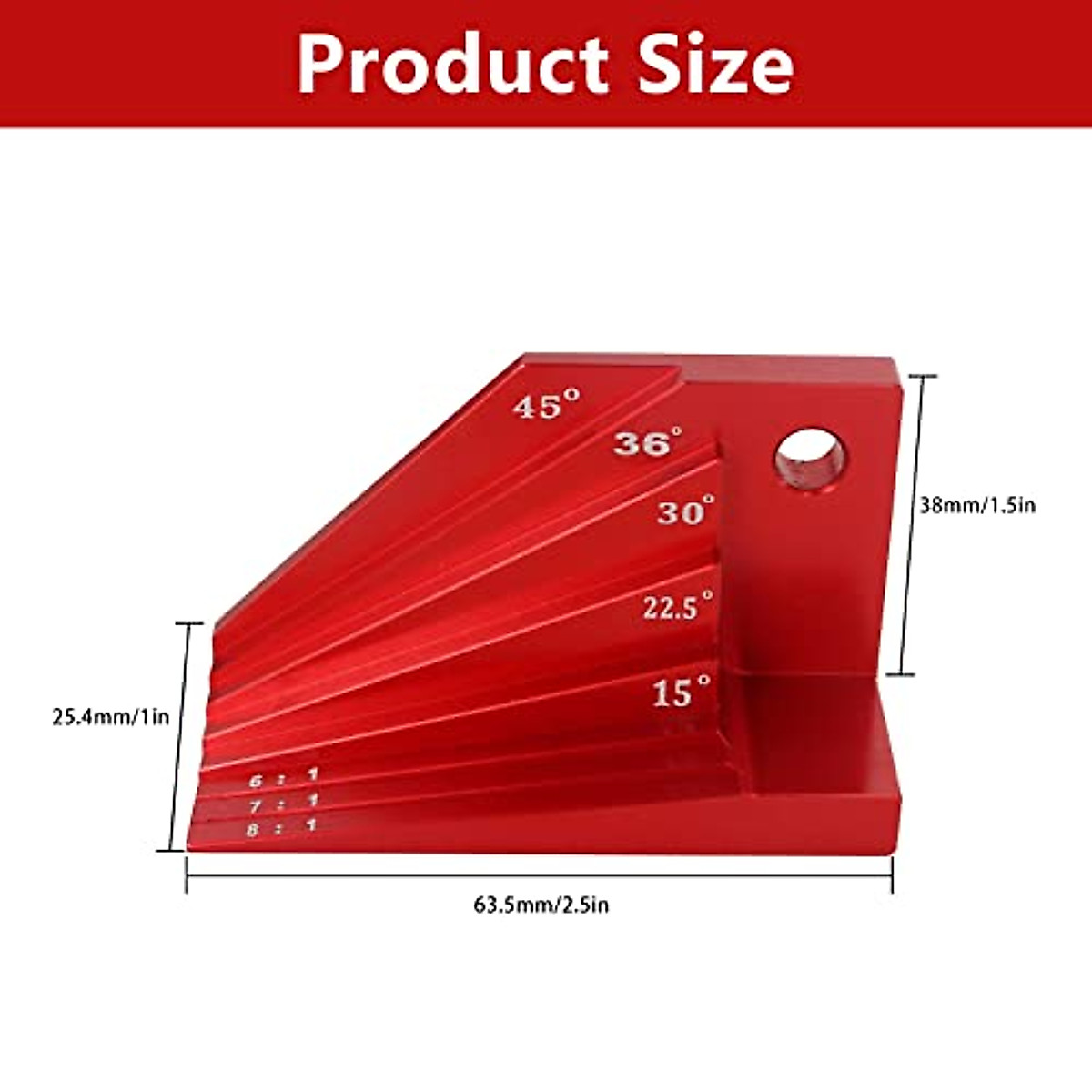 Bevel Block Gauge, Aluminum Alloy Angle Finder Universal Bevel Protractor for Protractor Woodworking Tools Angles for 1:6, 1:7 and 1:8 Dovetails, Miter Angles of 15°, 22-1/2°, 30°, 36° and 45°