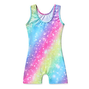 HOZIY Bundle of Rainbow Leotards with Shorts for Girls and Rainbow Unicorn Biketard for Kids Gymnastics Size 1t 2t 12-24 Months