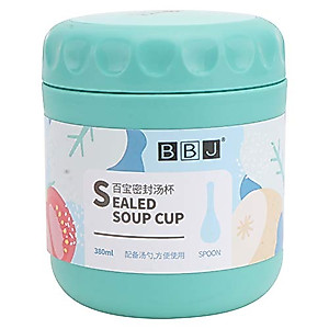 DOITOOL Insulated Lunch Container Insulated Food Jar Soup Lunch Container Bento Box Vacuum Thermal Microwavable Food Storage Container Flask with Spoon Green Water Cup