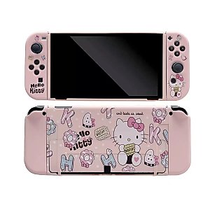 ENFILY Cute Case Compatible with Nintendo Switch OLED, Dockable Case Cover, Ergonomic Soft TPU Grip Case for Joycon, Sparkle Skin Set