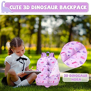 VASCHY Dinosaur Toddler Backpacks, Cute Water Resistant Little Boys Girls Backpack Chest Strap for Kindergarten,Rucksack Schoolbag Bookbag for Kids Pink