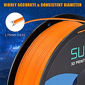 PLA+ 3D Printer Filament 1.75mm, SUNLU PLA Filament PRO, Dimensional Accuracy +/- 0.02 mm, 1 kg Spool, 1.75 PLA Plus, Grey+Orange