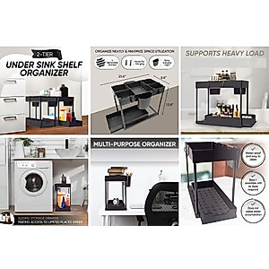 SOLIUM STAR Under sink organizer 2 Pack - Bathroom storage - Kitchen sink organizer - Bathroom cabinet organizer - Under sink organizers and storage - Bathroom sink organizer - Under sink storage