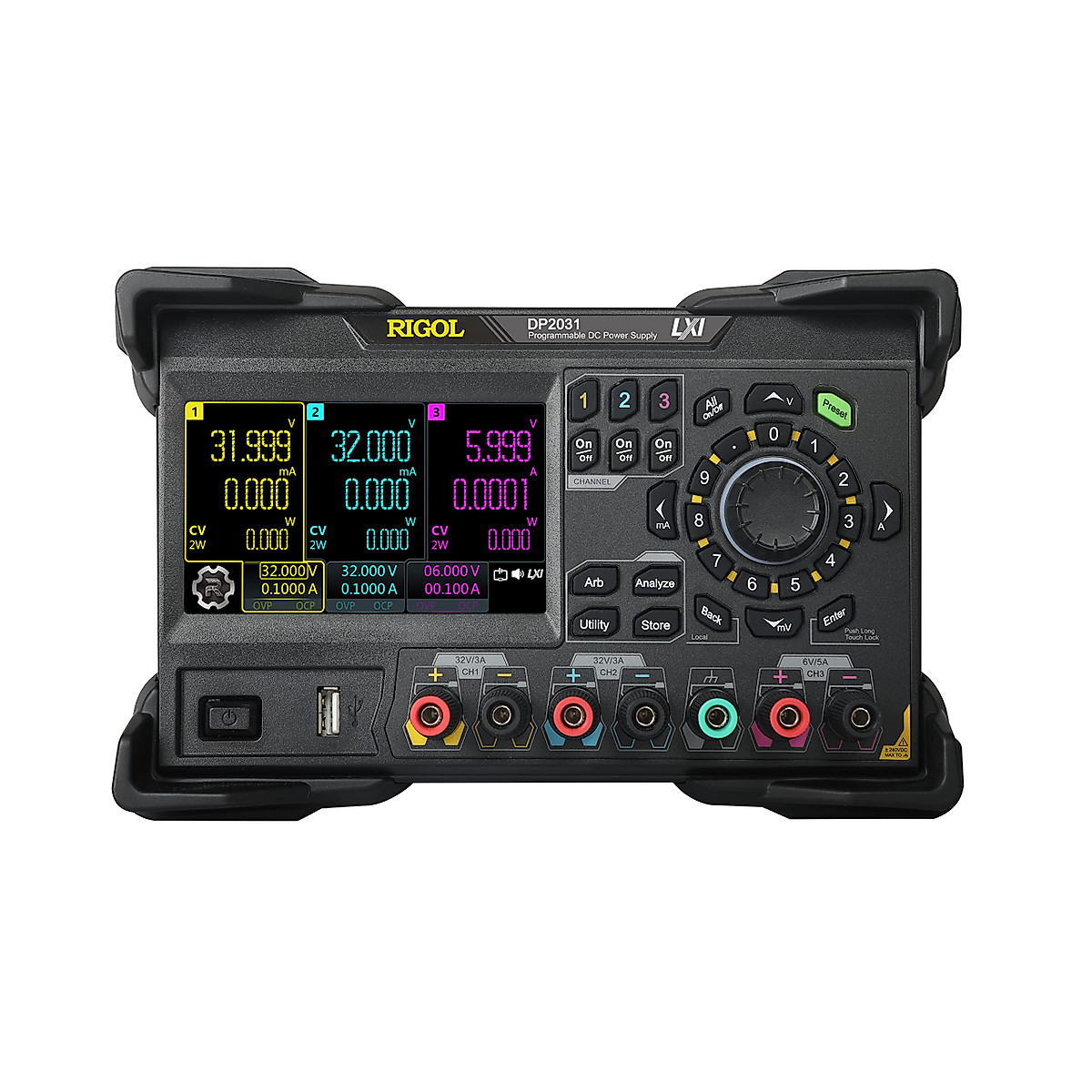 Rigol DP2031 Programmable Linear Dc Power Supply,3 Channels,222W Total Power