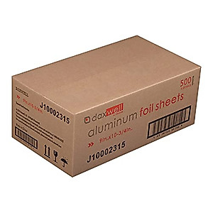 Daxwell Aluminum Foil Sheets, Interfolded, 9" x 10.75", J10002315 (Case of 3,000; 6 Boxes of 500),Silver