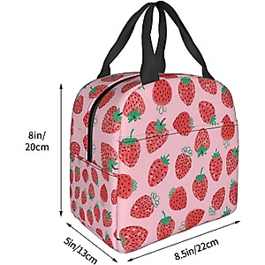 Giwawa Cute Strawberry Lunch Bag Insulated Lunch Box Kids Reusable Refrigerated Insulated Tote Bag Multifunctional School Work Lunch Container Home School Office Outdoor Use Bag