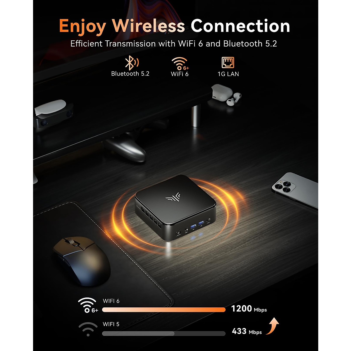 KAMRUI Mini PC, Mini Computer Intel 11th Gen N5105(up to 2.9GHz), 12GB RAM/256GB M.2 SSD, 4K UHD, 2.5 inch SSD(up to 2TB), 2.4G/5.0G WiFi, Business, Home, Office, Recreation