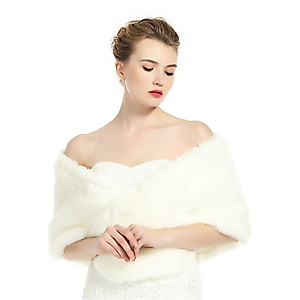 BEAUTELICATE Luxury Bridal Party Evening/Wedding Faux Fur Shawl Wrap Stole