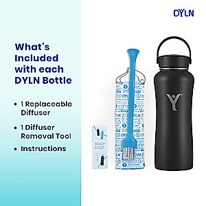 DYLN 32 oz Alkaline Water Bottle | Creates Premium Water up to 9+ pH | Keeps Cold for 24 Hours | Vacuum Insulated 316 Stainless Steel | Wide Mouth Cap | Galaxy Blue, 32 oz (950 mL)