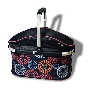 Room for Life - Insulated Market Basket - Bright Lights- Thermal Basket - Cooler - Zippered Tote for Food, Camping, Picnics