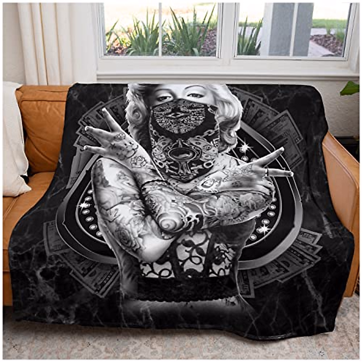 Leather Supreme Marilyn Monroe Outlaw Babe 50x60 Soft, Plush Minky Polyester Throw Blanket