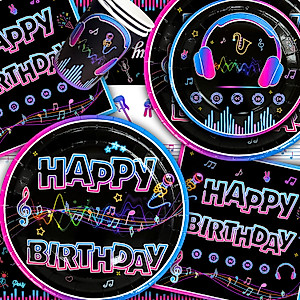 Music Party Supplies,155pcs Music Birthday Party Decorations & Music Tableware Set- Music Plates Cups and Napkins Tablecloth Balloons Backdrop etc...