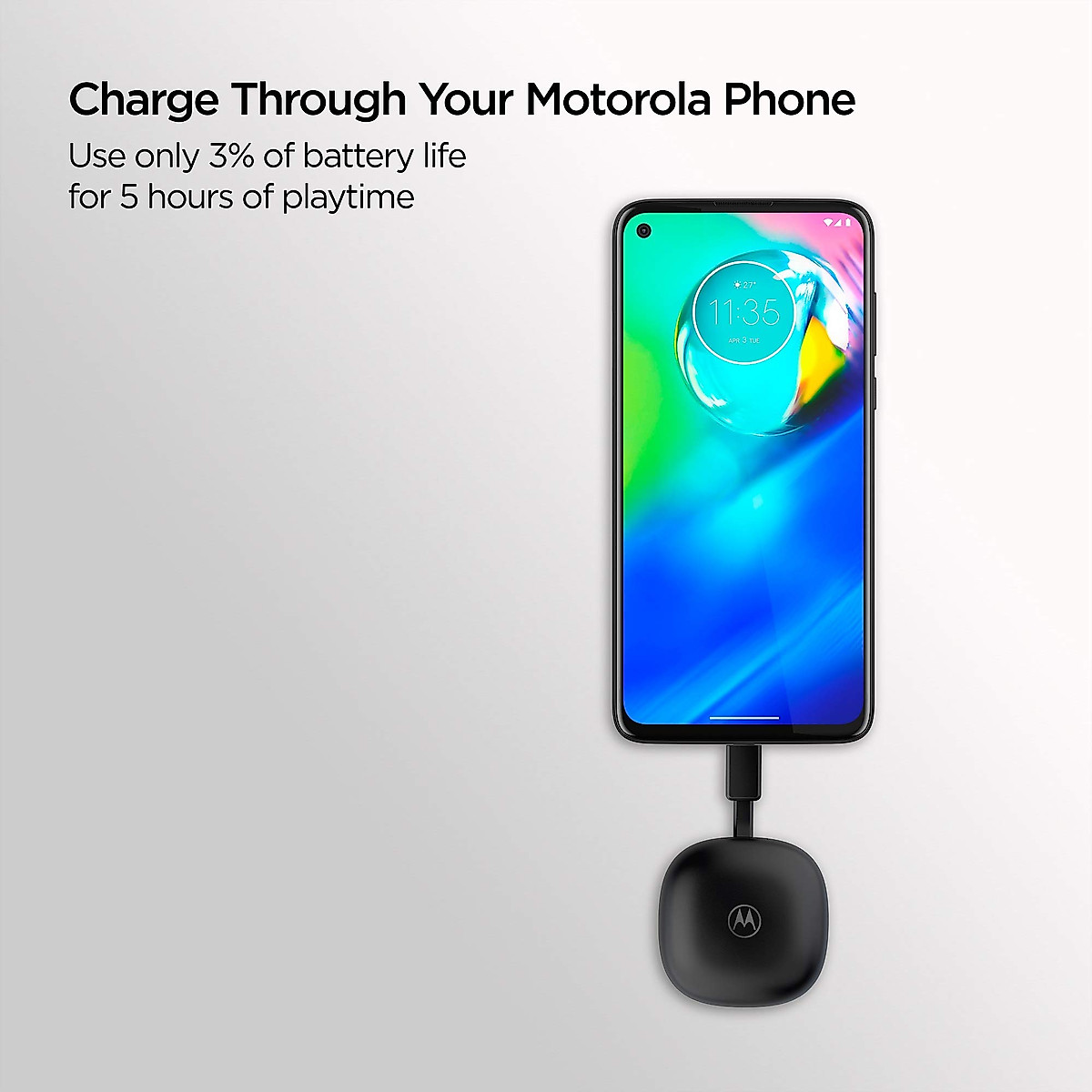 Motorola Moto Buds Charge - True Wireless Bluetooth in-Ear Headphones - Charging Case, IPX5 Waterproof Cordless Earbuds, Mobile Charge Capability, Up to 10 Hours Battery Life, Built-in Mic - Black