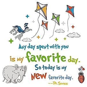 Buiory Removable Colorful Dr. Seuss Inspirational Quotes Wall Decal Learning Education Saying Wall Stickers Motivational Lettering Wall art Decor for Kids Teens Bedroom Study room Nursery Classroom (Any day spent)